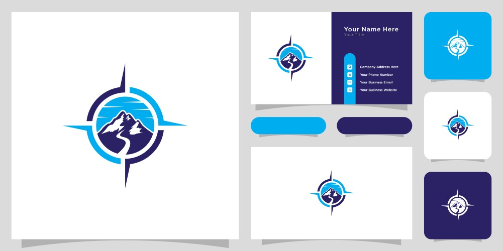 Compass and mountain logo design Royalty Free Vector Image