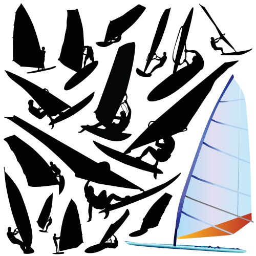 Wind surfing silhouette design Royalty Free Vector Image