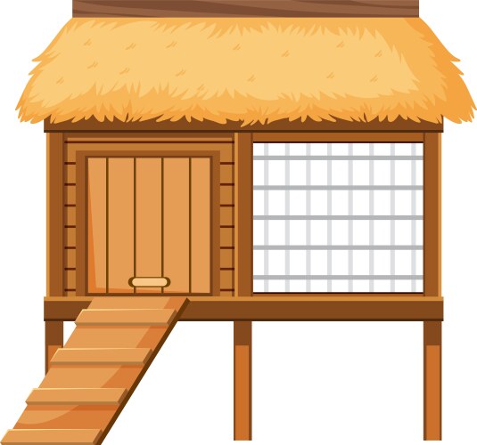 Little girl and chicken coop on white background Vector Image