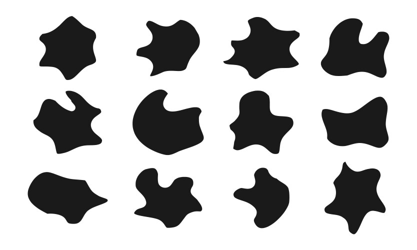 Blob shapes set random blotch inkblot stone Vector Image