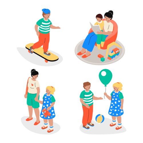 Set icons little children playing Royalty Free Vector Image