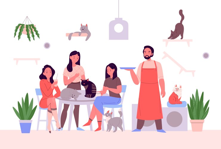 Cats cafe cartoon Royalty Free Vector Image - VectorStock