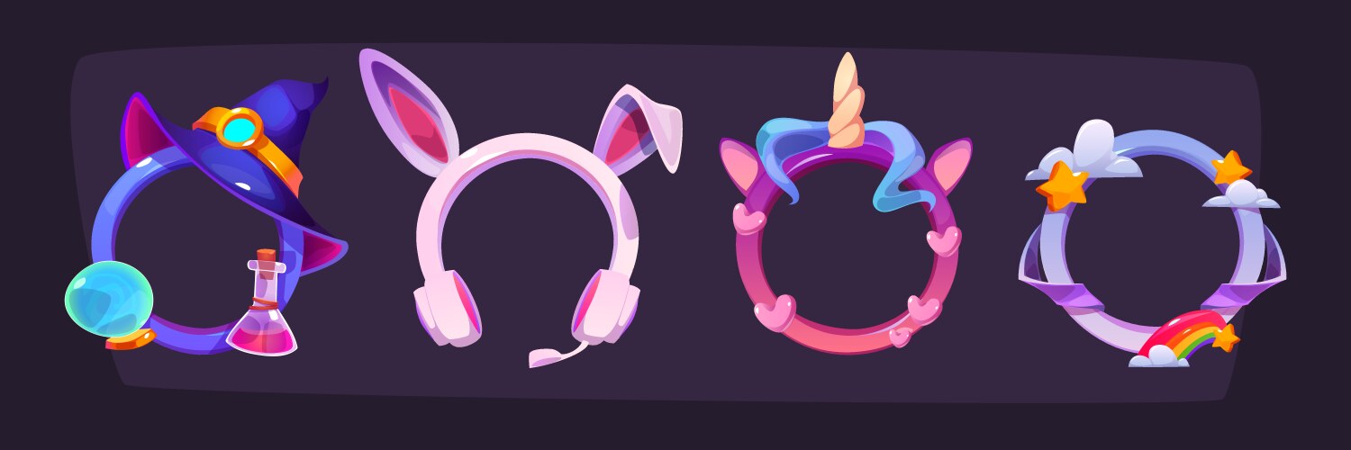 Game avatar frames with fantasy medieval borders Vector Image