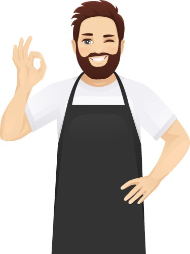 Handsome man in apron Royalty Free Vector Image