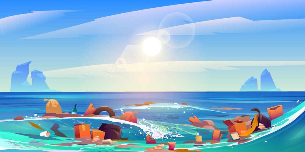 A dirty beach pollution background Royalty Free Vector Image