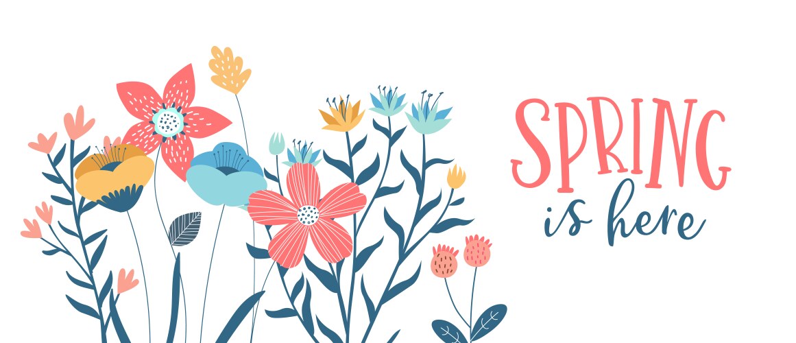 Spring slogan with flowers Royalty Free Vector Image