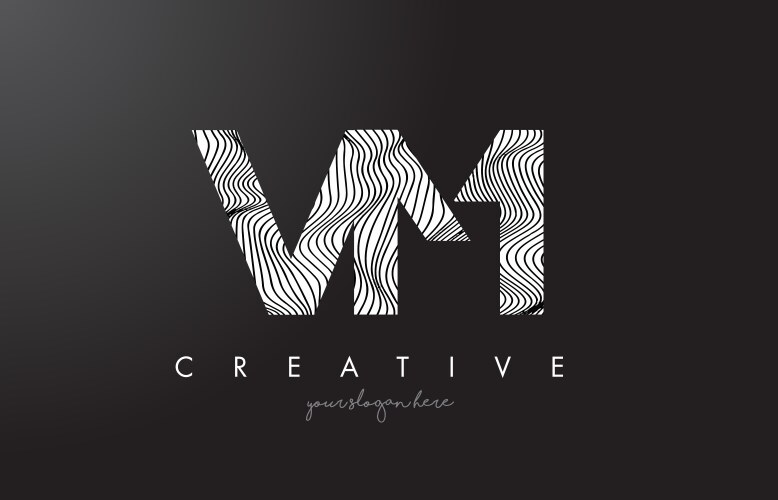 Vm v m letter modern logo design with yellow Vector Image