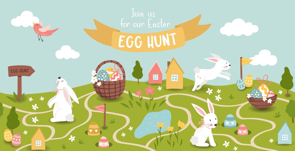 Cute easter egg hunt design map for children hand Vector Image