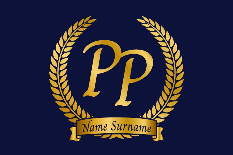 Initial letter m and p mp monogram logo design Vector Image