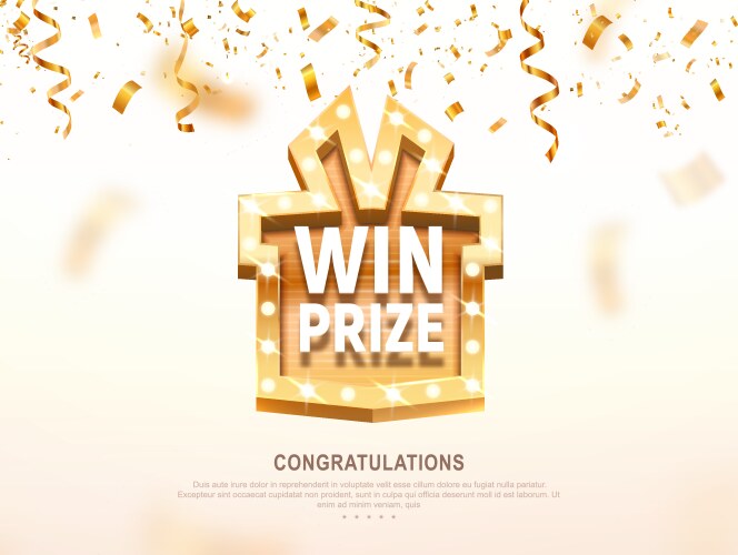 You win poster with prize cup Royalty Free Vector Image
