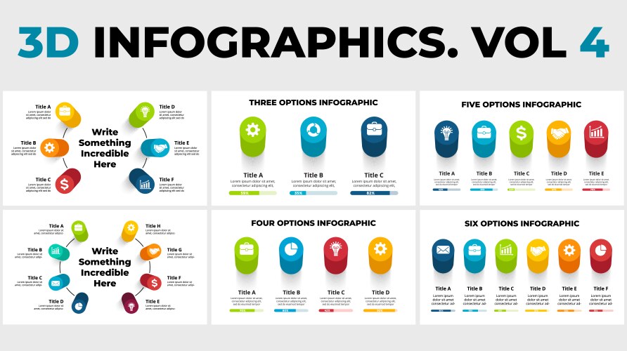 3d perspective infographics pack cycle Royalty Free Vector