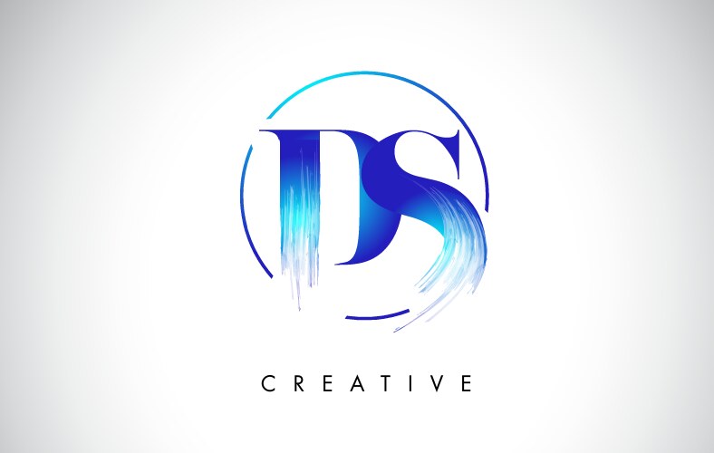 Orange ds circular letter logo with circle brush Vector Image