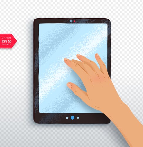 Hand cursor and tablet pc with touchscreen Vector Image