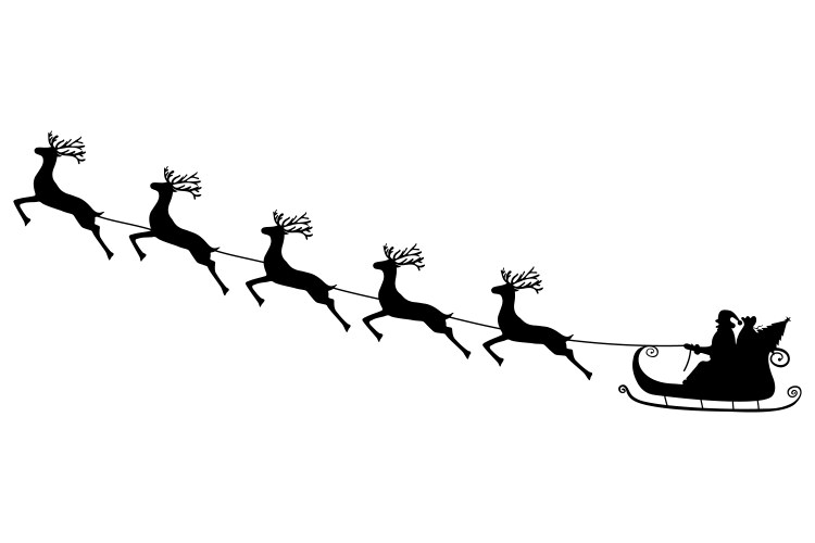 Christmas black silhouette santa riding sleigh Vector Image Christmas black silhouette santa riding sleigh Vector Image