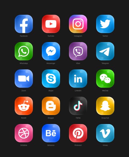 Social media modern flat web icons set Royalty Free Vector