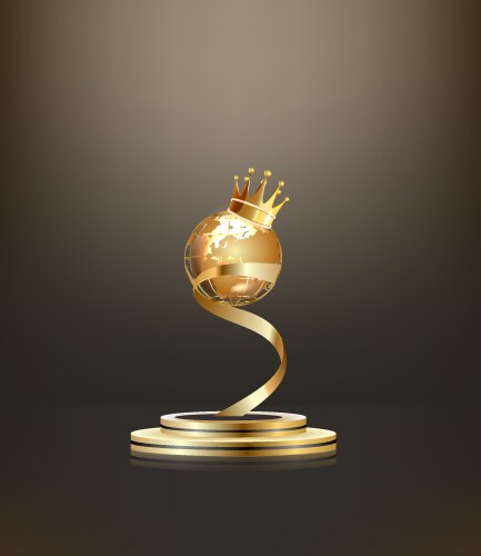 Golden trophy gold cup award realistic Royalty Free Vector