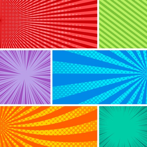 Cartoon comic backgrounds set comics book Vector Image