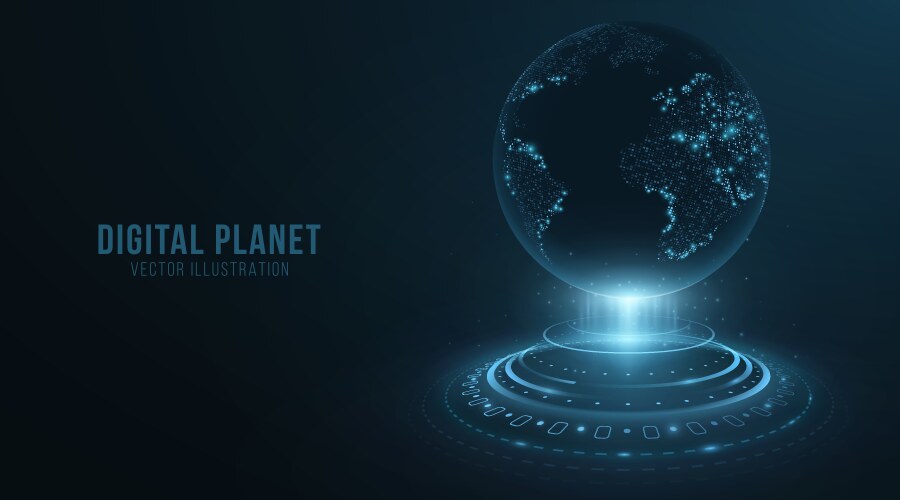 Futuristic interface with planet hologram Vector Image