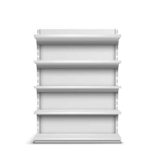 White empty store trading shelving rack for market