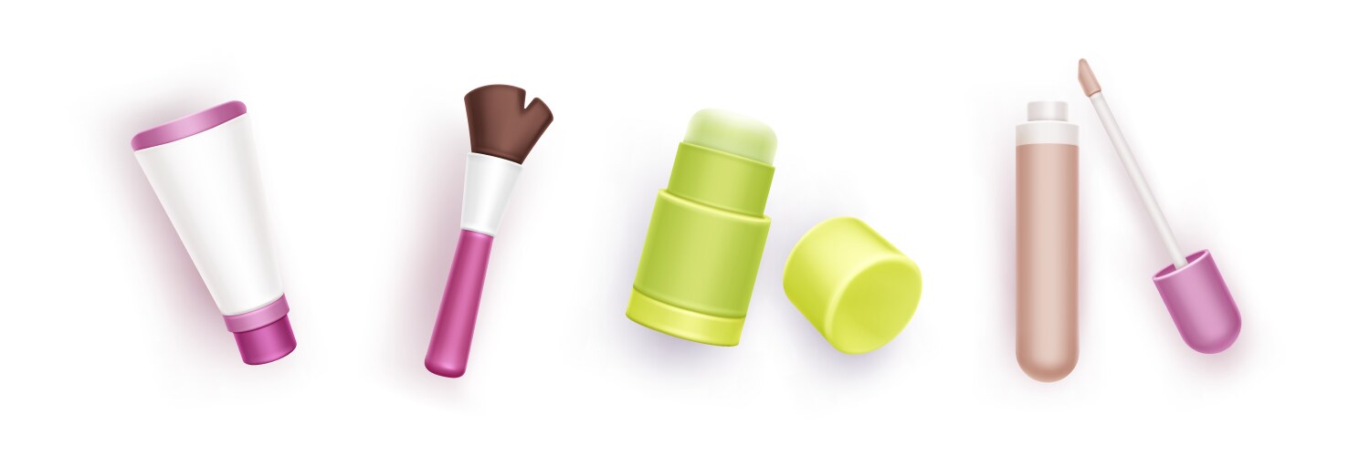 Makeup products 3d icon set Royalty Free Vector Image
