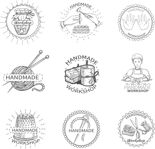 Handmade logos Royalty Free Vector Image - VectorStock