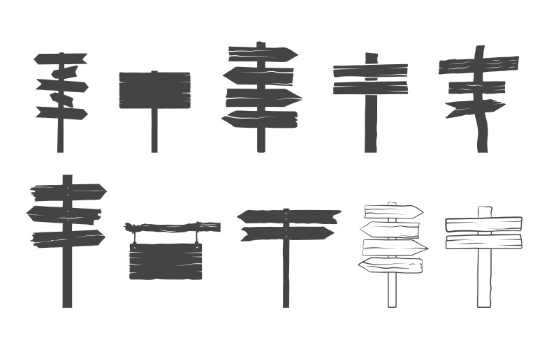 Wooden signpost silhouette svg Royalty Free Vector Image