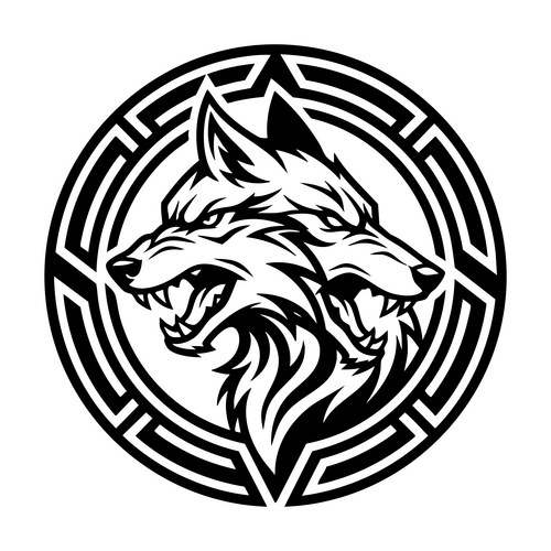Two-Headed Wolf Symbol - Mythical Creature – Royalty-Free Vector ...