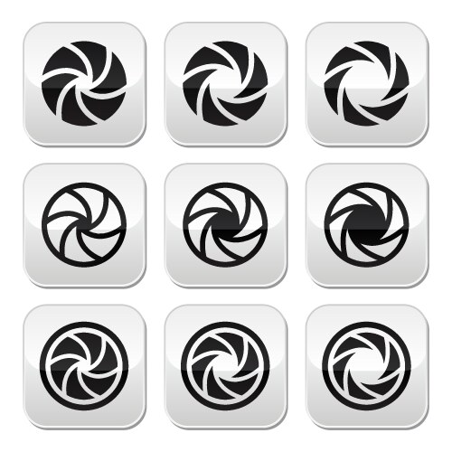 Camera shutter icon set photo and video equipment Vector Image