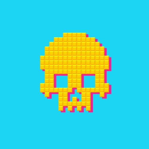 Pixel art glitch skull with crossbones - isolated Vector Image Pixel art glitch skull with crossbones - isolated Vector Image