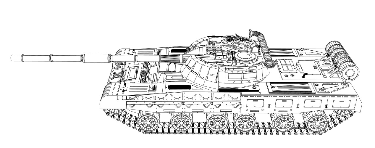Blueprint of realistic tank Royalty Free Vector Image