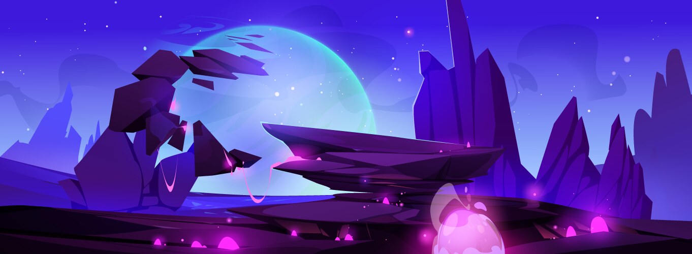 Alien planet landscape with rock mountains Vector Image