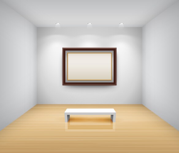 Empty gallery with blank picture frames Royalty Free Vector