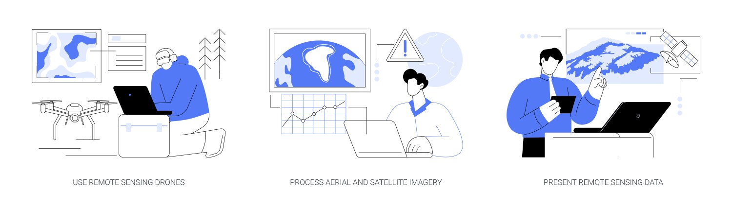 Remote sensing concept icon use of satellite Vector Image