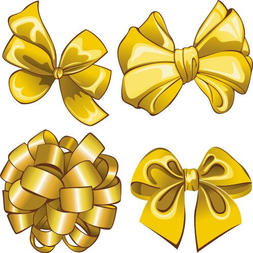 Collection golden shiny bows for design Royalty Free Vector