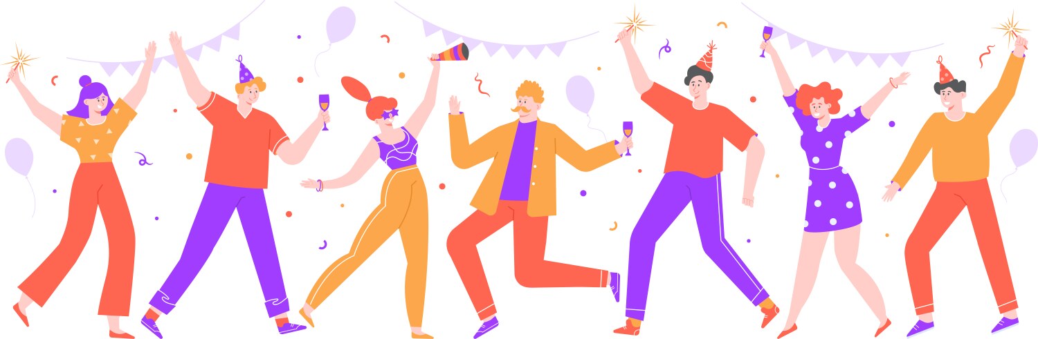 Happy group of children on birthday party Vector Image