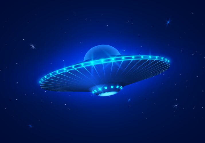 Ufo spaceship with light beam Royalty Free Vector Image