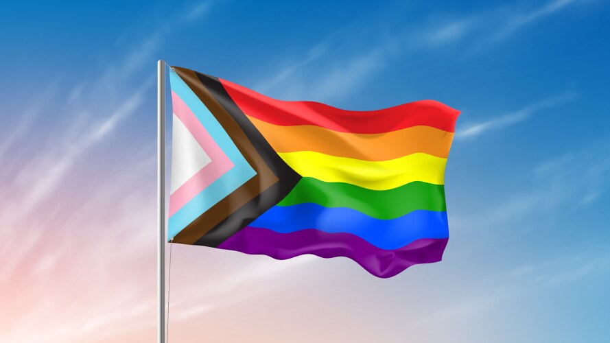 Waving intersex inclusive pride flag template Vector Image