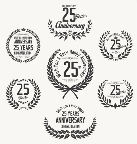 Anniversary golden laurel wreath 25 years Vector Image