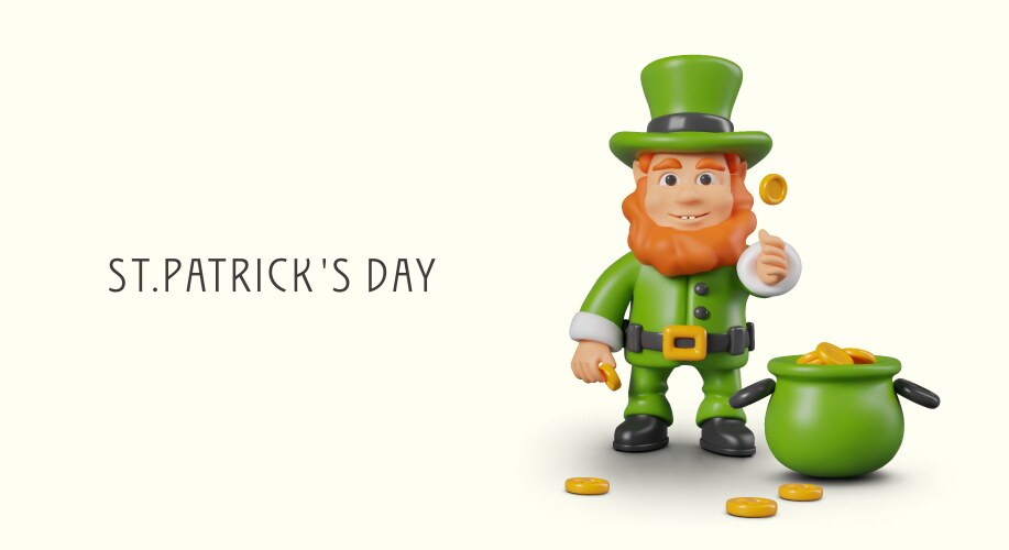 Cute st patrick day poster in cartoon style Vector Image