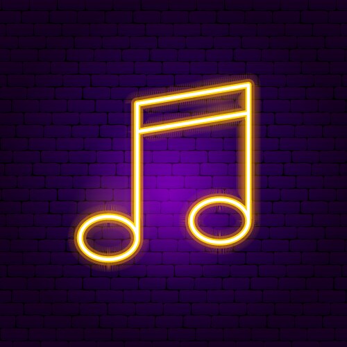 Music notes neon sign Royalty Free Vector Image