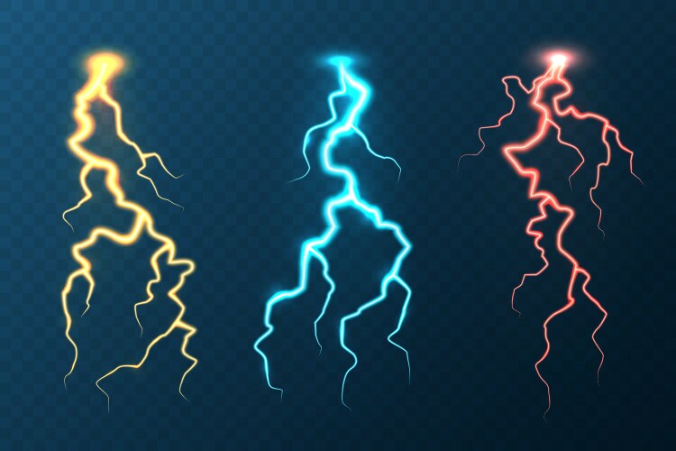Realistic lightning thunder storm electricity Vector Image