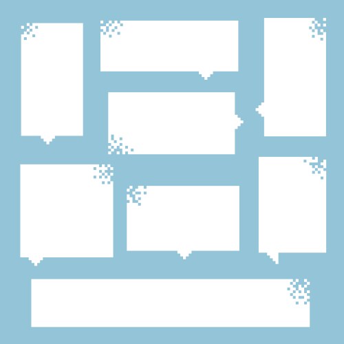 Set of game 8 bit text box pixel speech bubble Vector Image