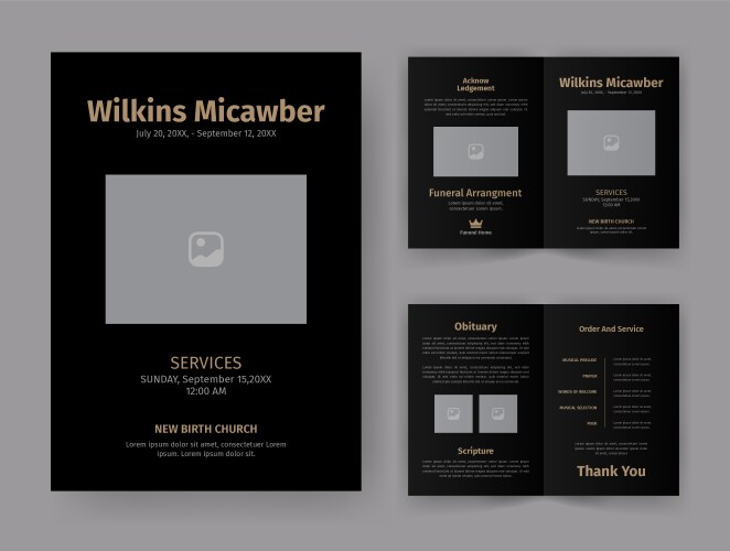 Funeral template for memorial program Royalty Free Vector
