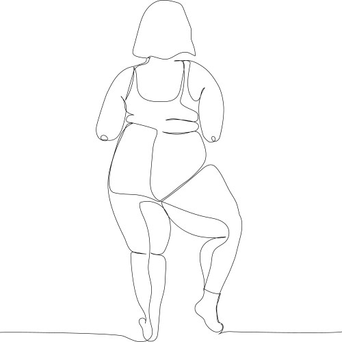 Extremely obese woman one line art continuous Vector Image