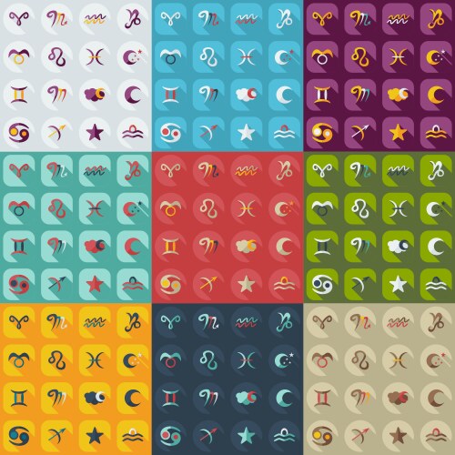 Flat concept set modern design with shadow zodiac Vector Image