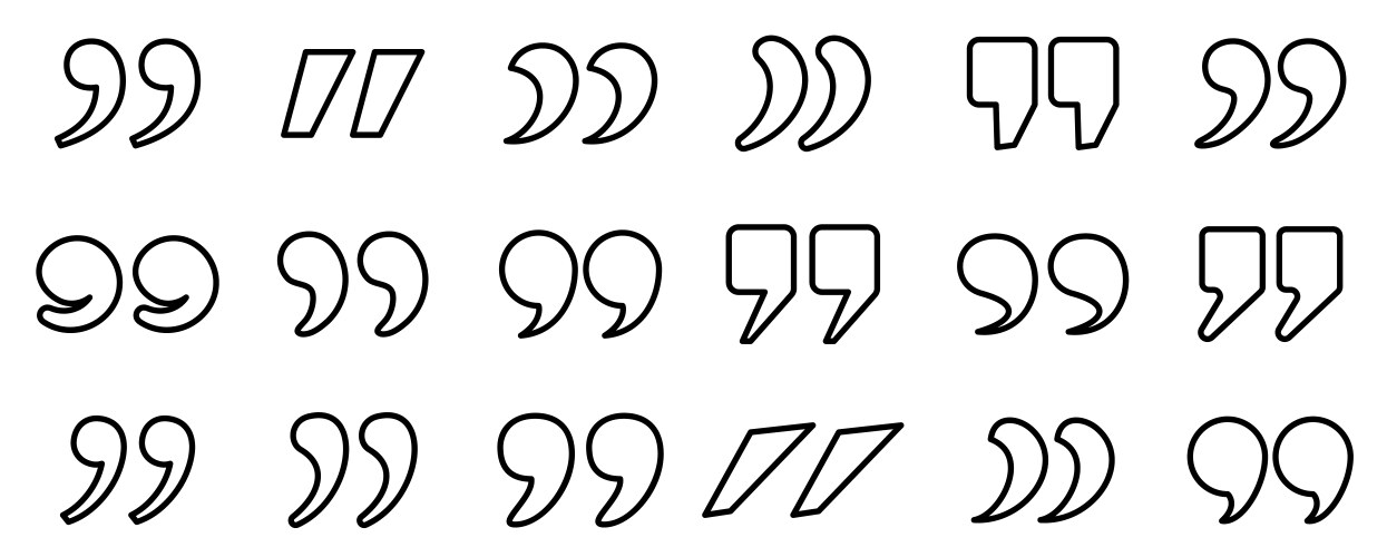 A diverse collection of black outline quotation Vector Image