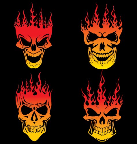 Burning skulls Royalty Free Vector Image - VectorStock