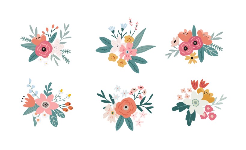 Set hand drawn spring or summer nature elements Vector Image