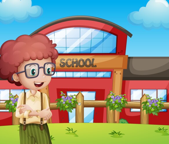 Cartoon children going to school together Vector Image