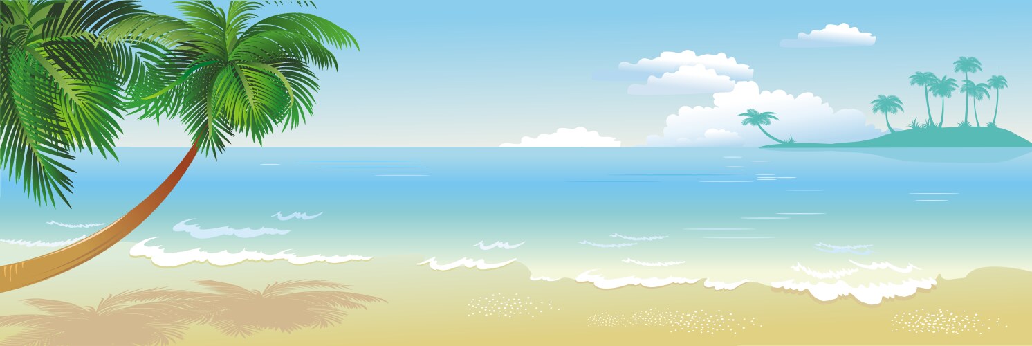 Paradise tropical beach landscape coastline palm Vector Image